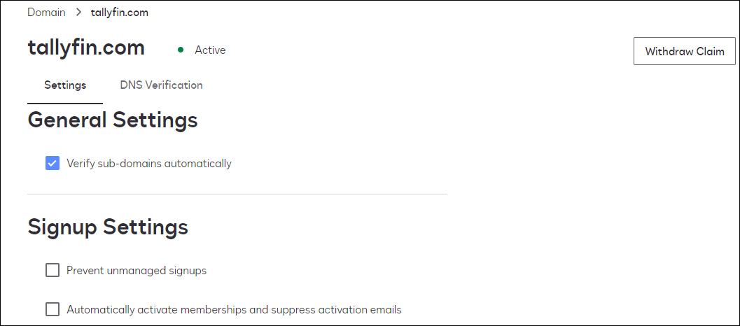 Set General Domain Settings