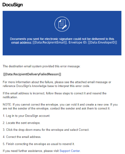 Recipient Undeliverable - Email Resource File