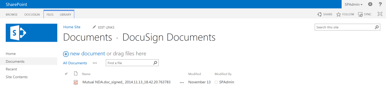 Sign Documents with Docusign for SharePoint On-Premises