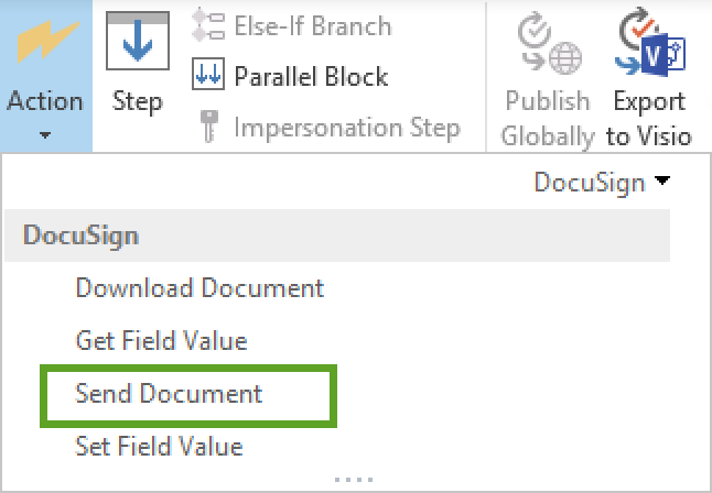 Document Actions in Docusign for SharePoint On-Premises