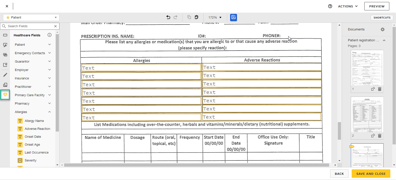Create a Template for Patient Forms