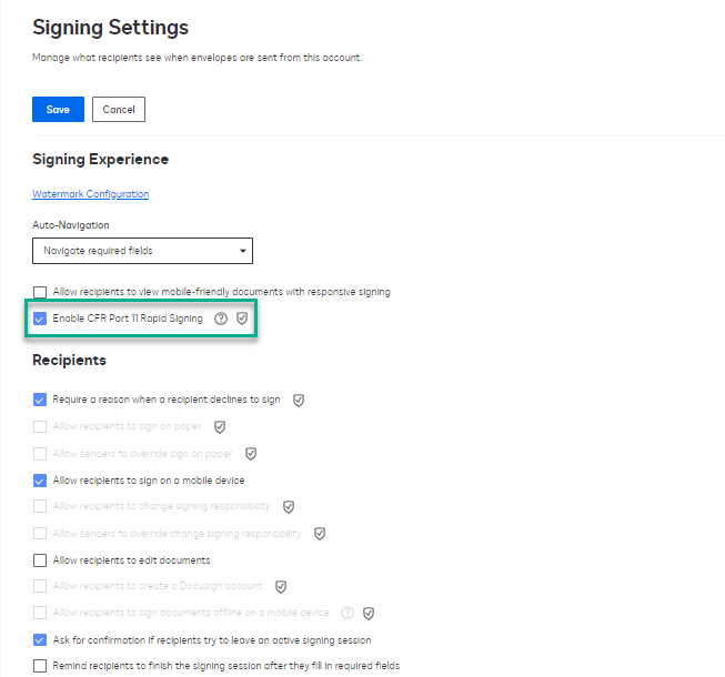 Configure the Part 11 Signing Experience
