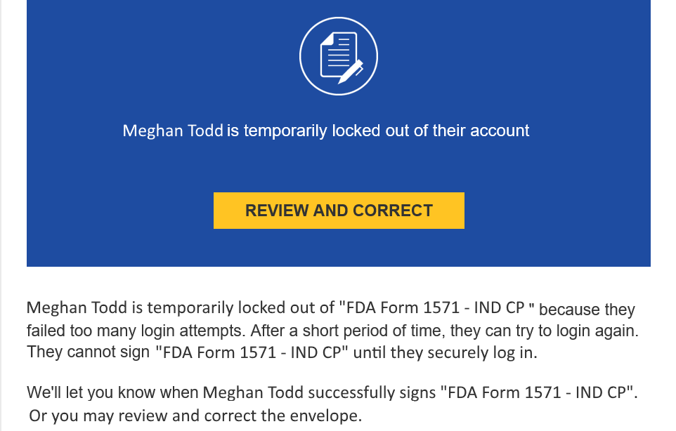 Get Notifications When Part 11 Recipients are Locked Out