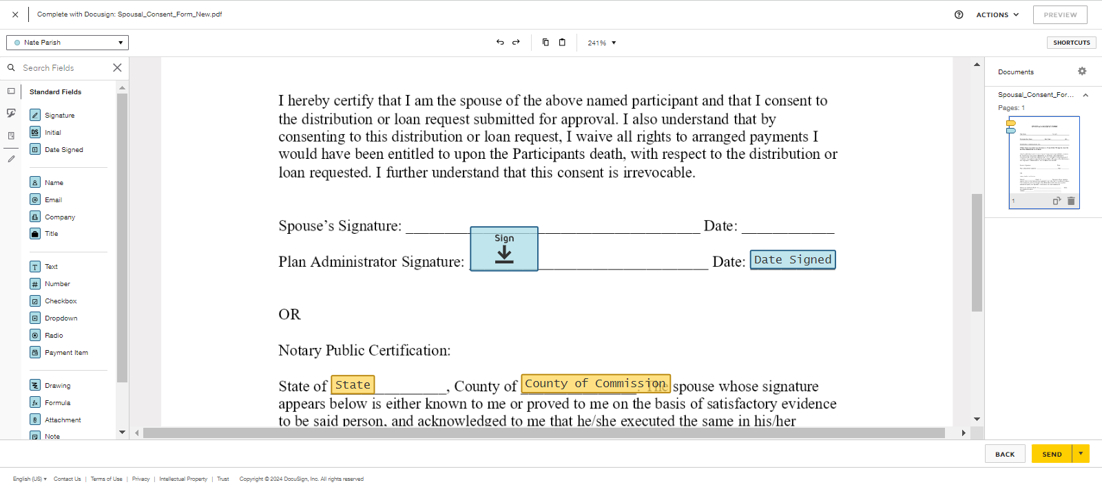 Send an Envelope for Remote Online Notarization