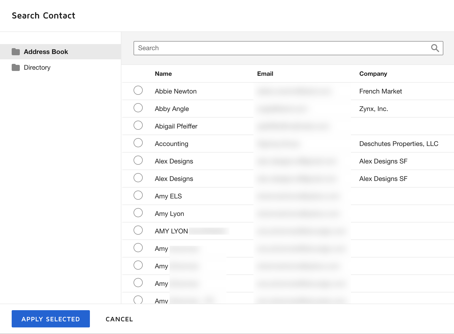 Use the Contacts List to Add Recipients