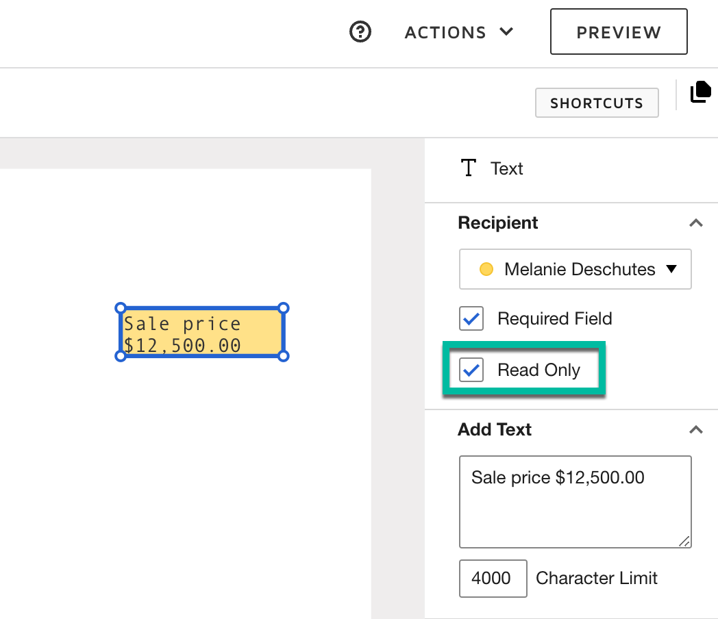 Add Read Only Fields To A Document