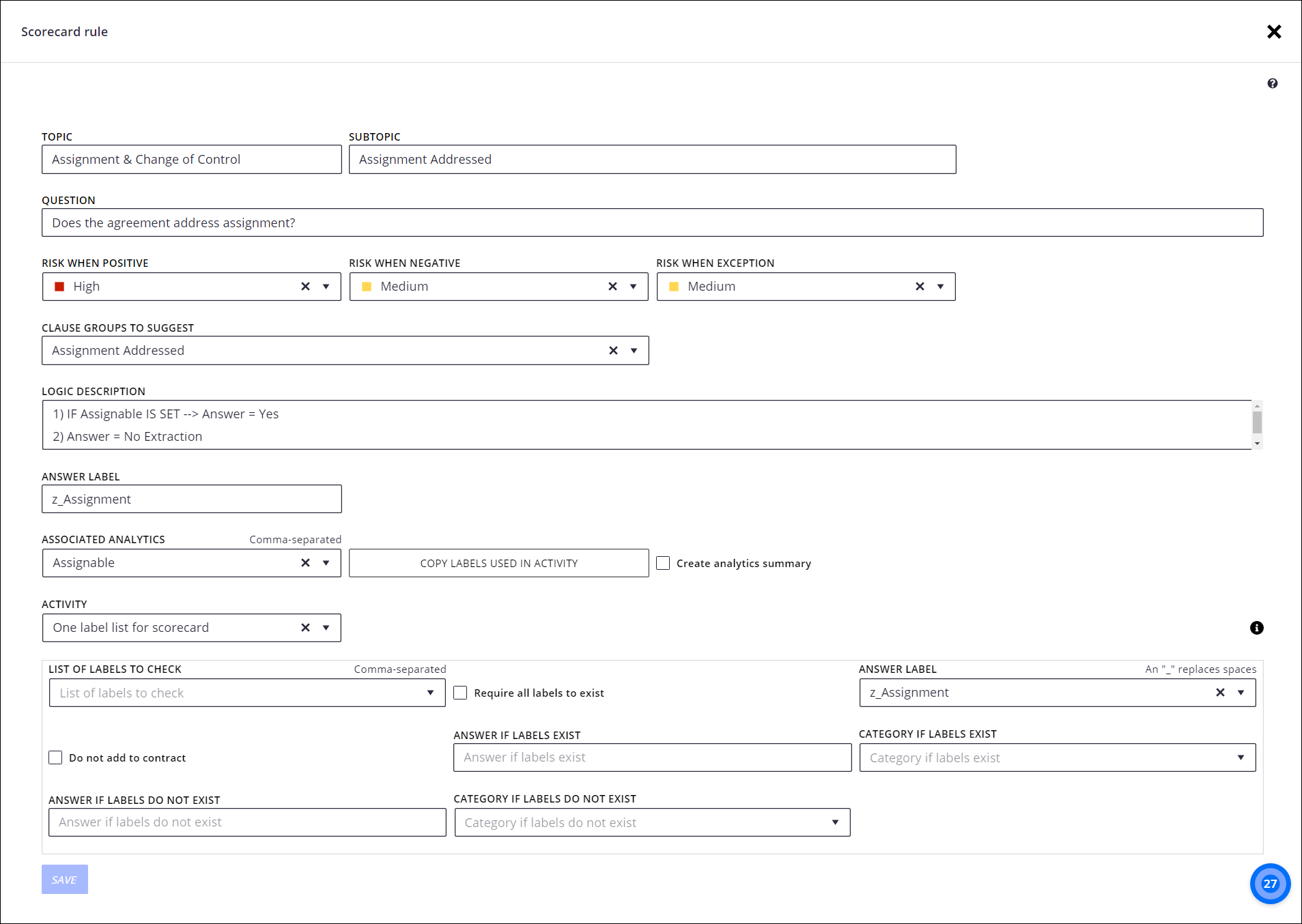 Associated Analytics Details for Scorecard Apps