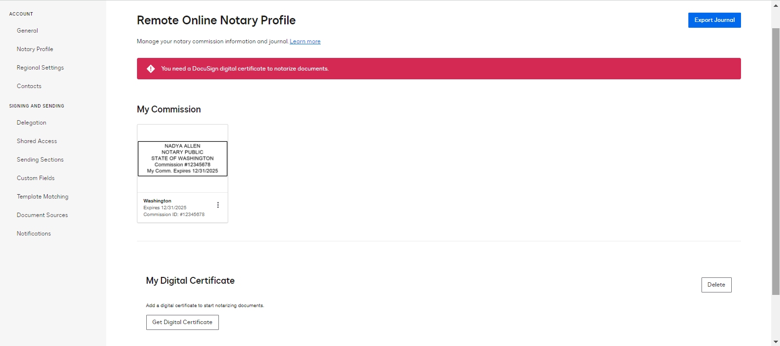 Get a Notarial Digital Certificate From Docusign
