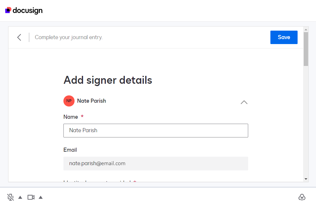 Perform Remote Online Notarization, Step 3: Create the Journal Entries