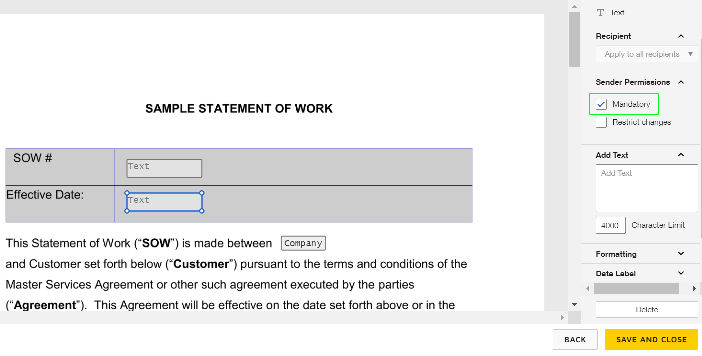 Create a Template and Add Pre-fill Fields