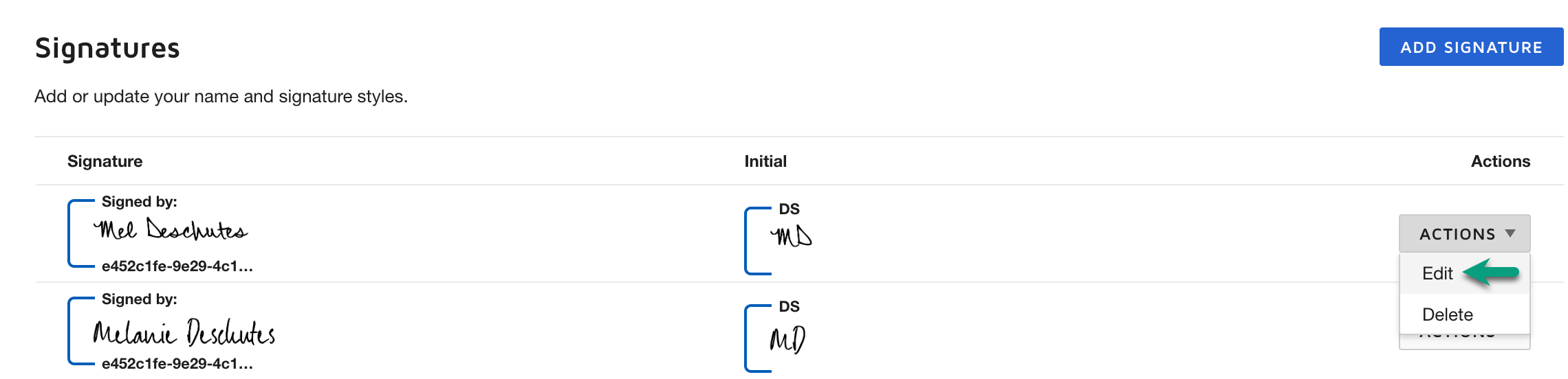 Add and Manage Signatures