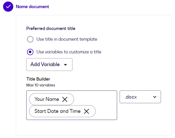 Configure a Generate Document Step