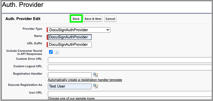 Step 2: Set Up Docusign as an Auth. Provider in Salesforce