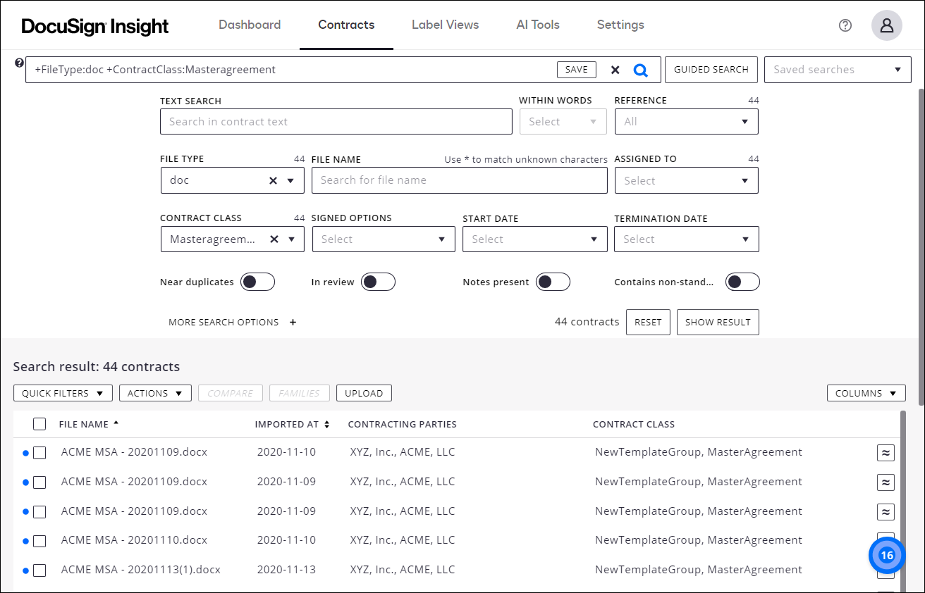 The Guided Search Panel (Components, Filters, Options)